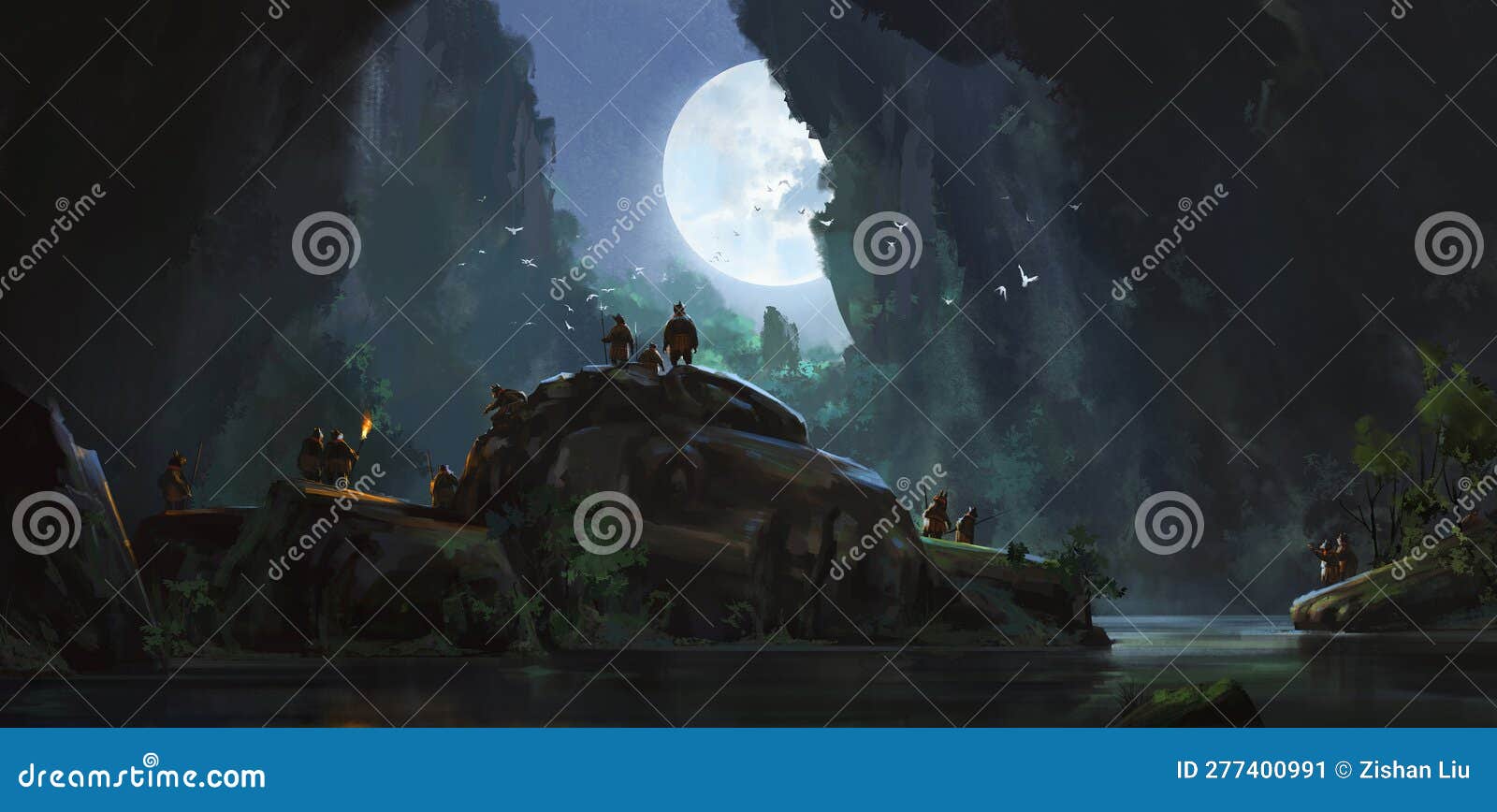 A Group of Elves Lived among the Human Remains in the Cave, 3D ...