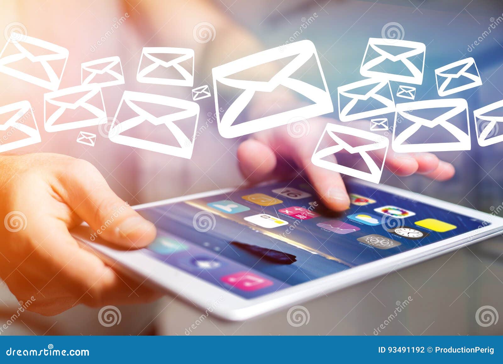 Group of Email Icon Displayed on a Futuristic Interface - Communication ...