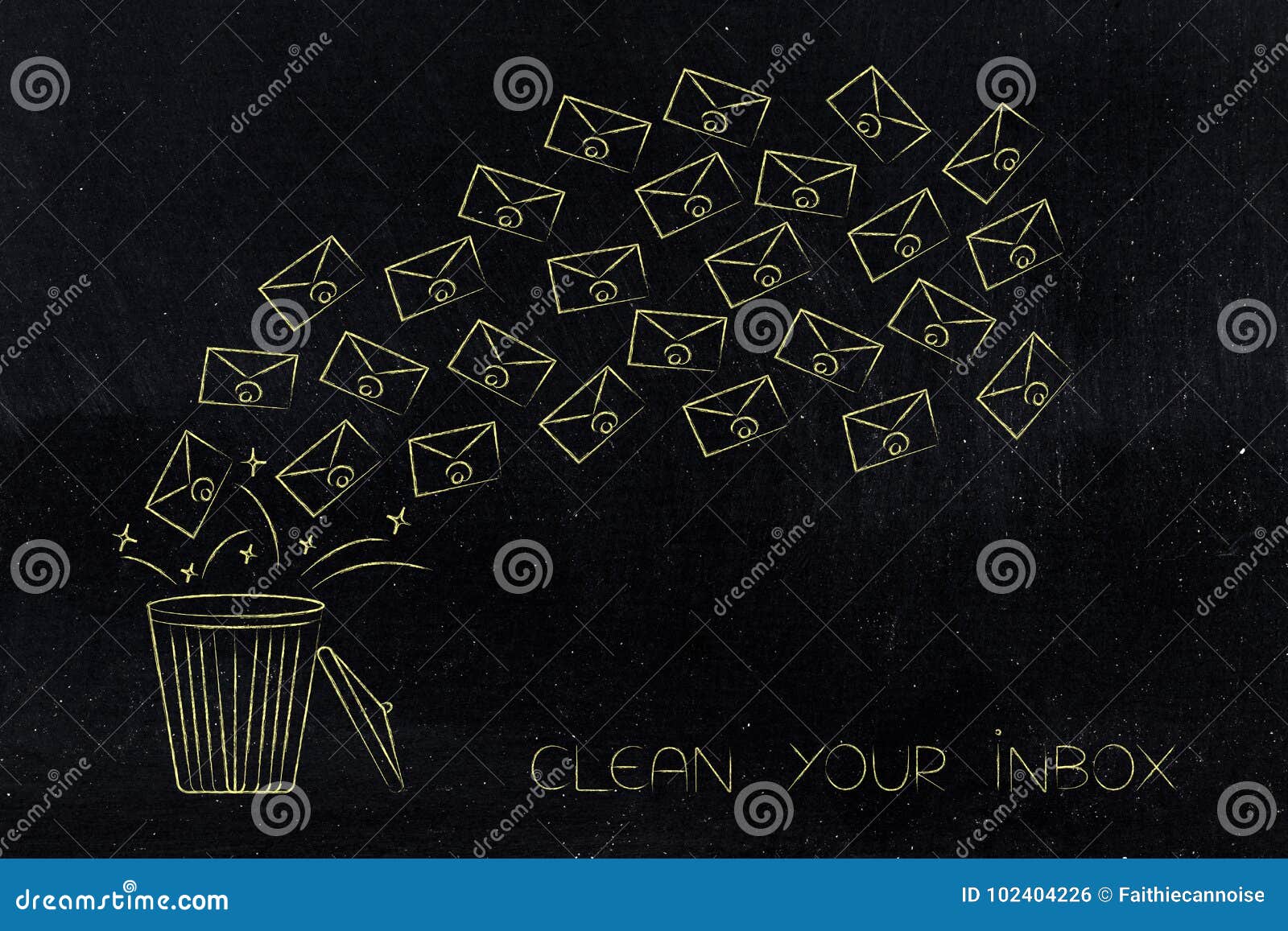 Group of Emails Flying into the Bin Stock Illustration - Illustration ...
