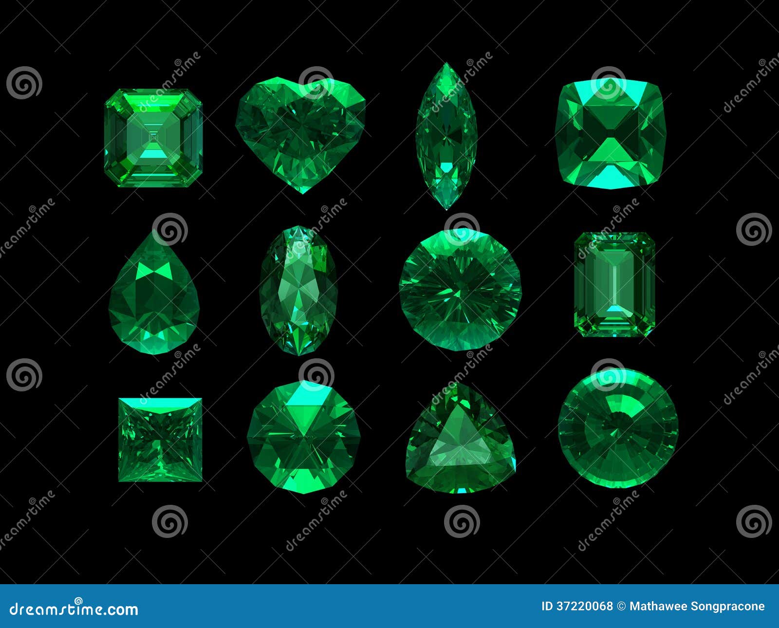 Group of Emerald Shape with Clipping Path Stock Illustration ...
