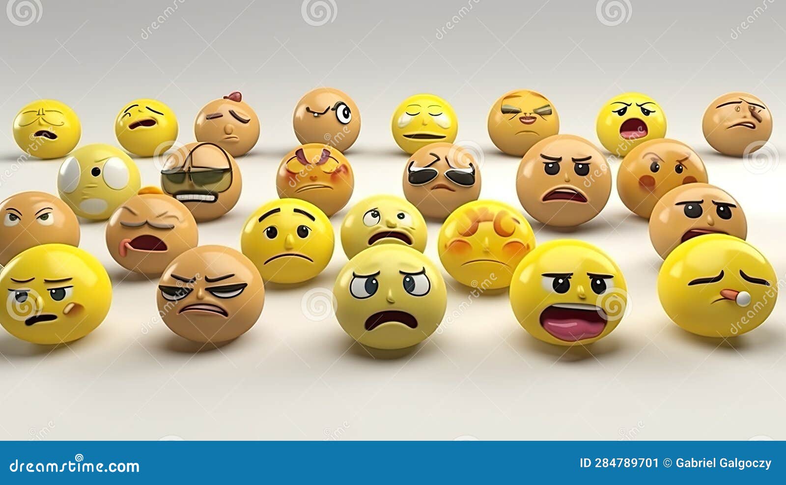 Group of Emojis with Different Emotions Stock Illustration ...