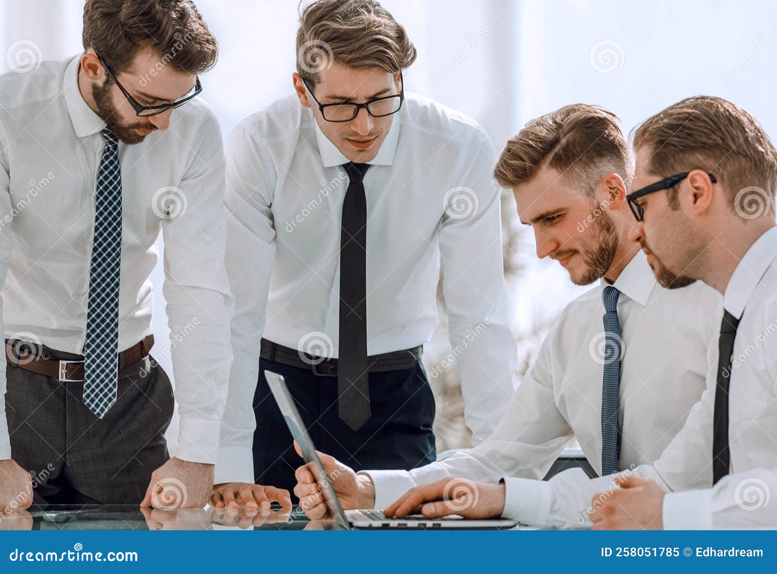 Group of Employees Discussing the Incoming Information Stock Image ...