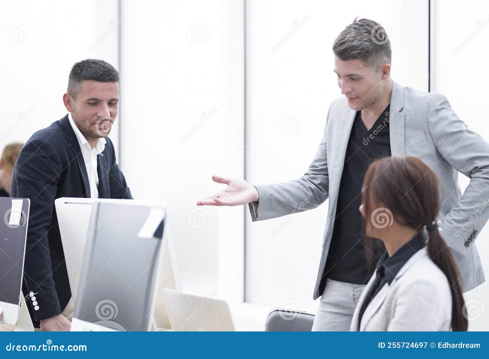 Group of Employees Discussing New Ideas. Office Workdays Stock Image ...