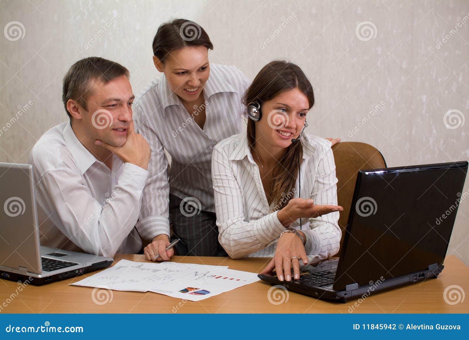 Group of Employees in the Office with Laptops Stock Photo - Image of ...