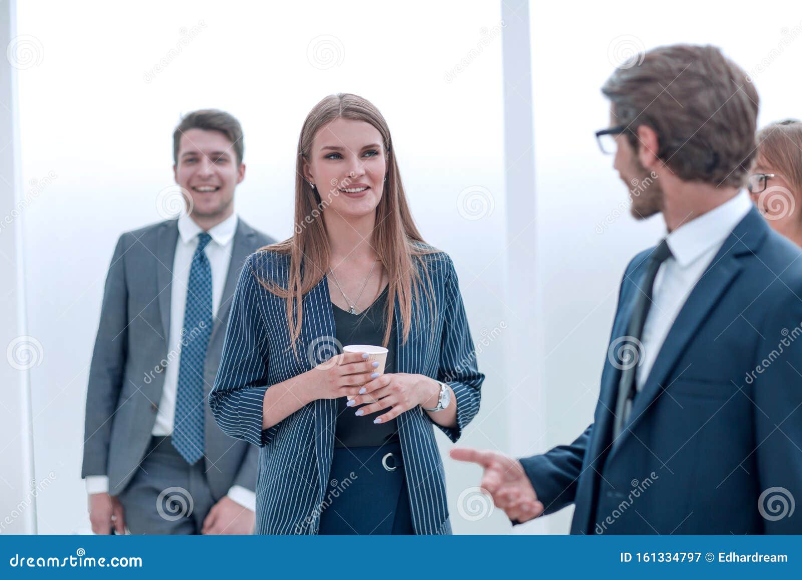 Group of Employees Standing in the Office Lobby Stock Image - Image of ...