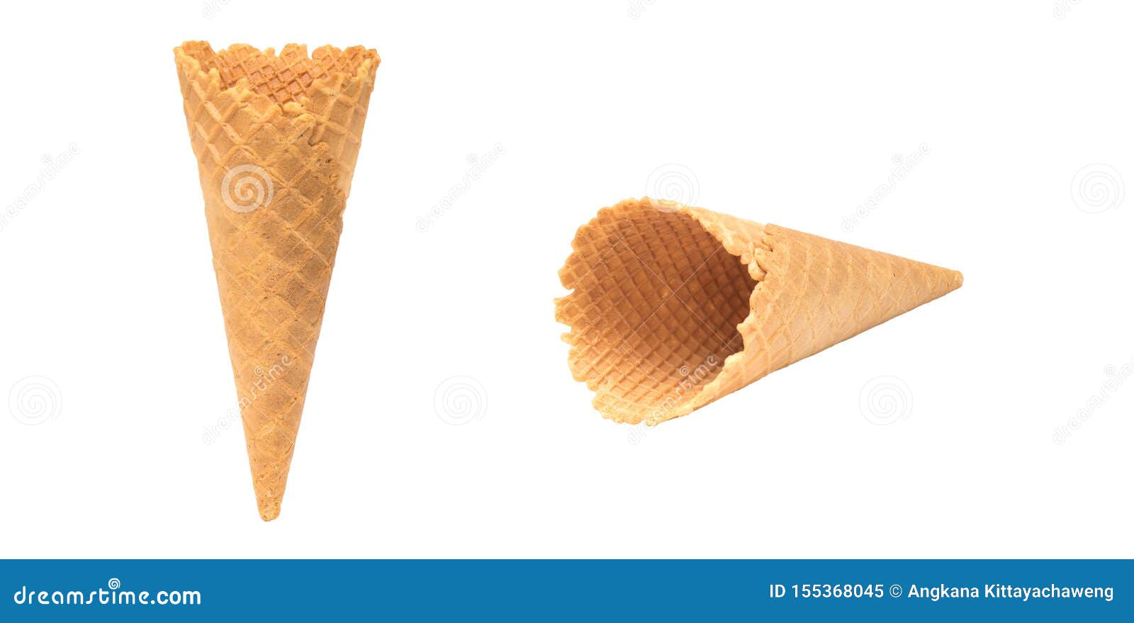 Empty Crispy Ice Cream Cone With Border Of Chocolate And Nuts Isolated ...