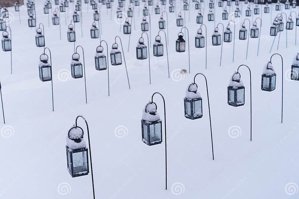 Group of Empty Lanterns in a Cemetery Stock Photo - Image of lanterns ...