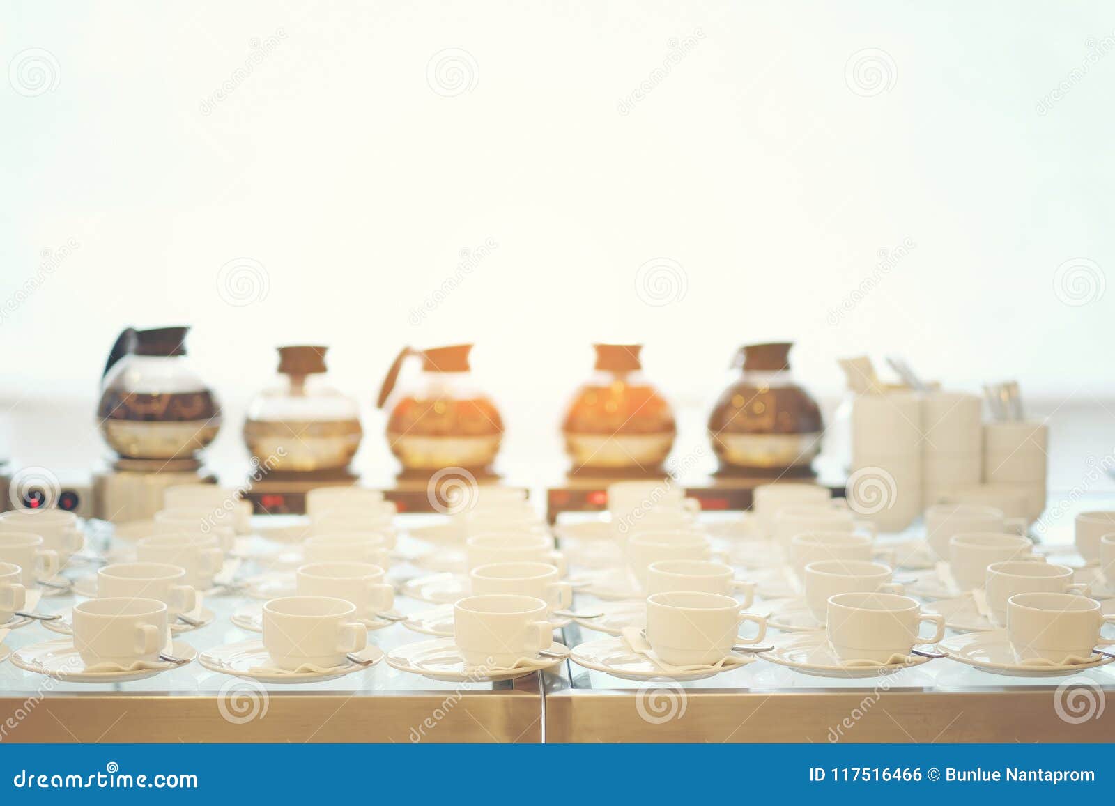 Group of Empty Many Rows of White Ceramic Coffee or Tea Cups and Stock ...