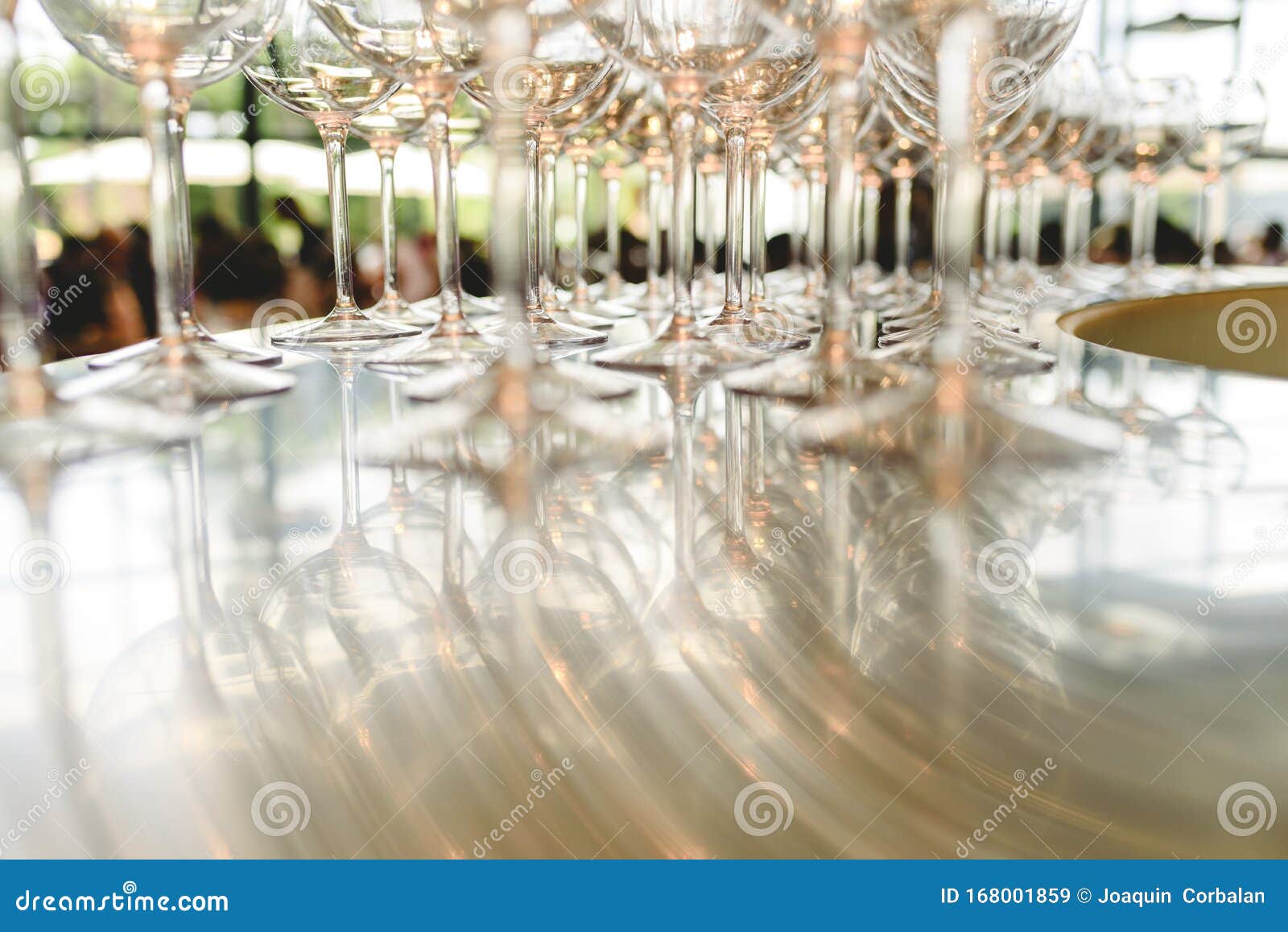 Group of Empty Transparent Glasses Ready for a Party in a Bar Stock ...