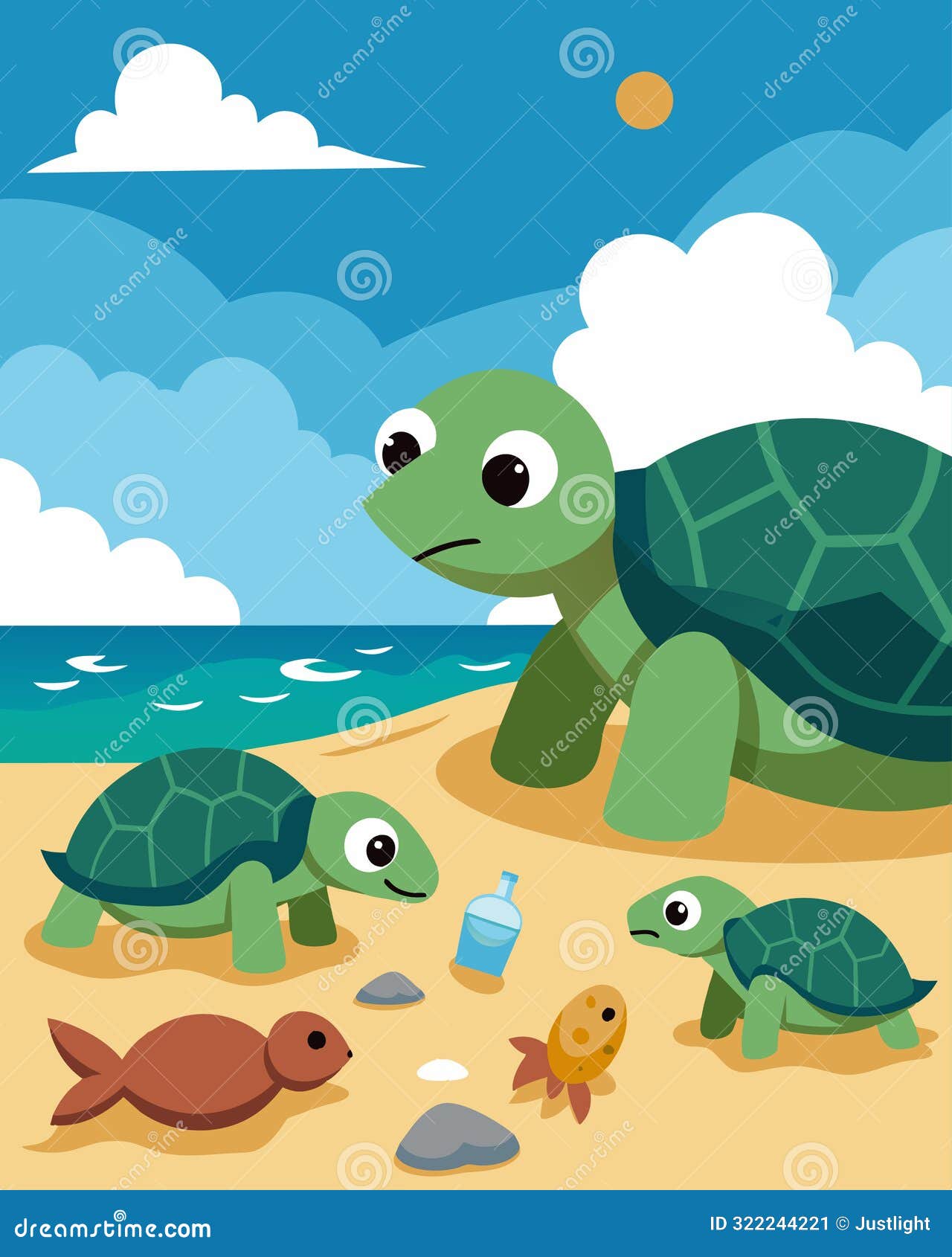 A Group of Endangered Turtles Lay Their Eggs on a Beach Littered with ...