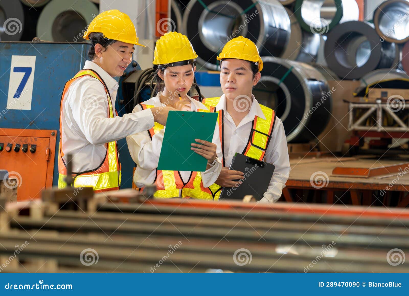 Group of Engineer Conduct Safety Inspection on Metalwork Machine ...