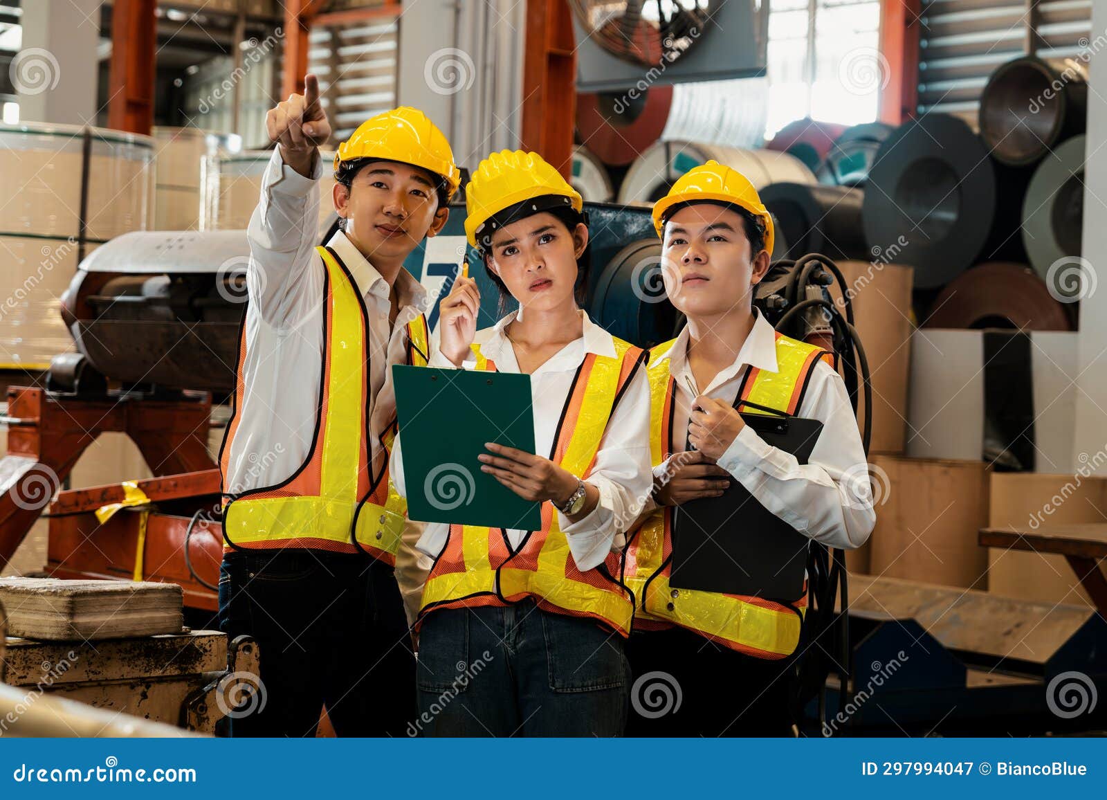 Group of Engineer Conduct Safety Inspection on Metalwork Machine ...