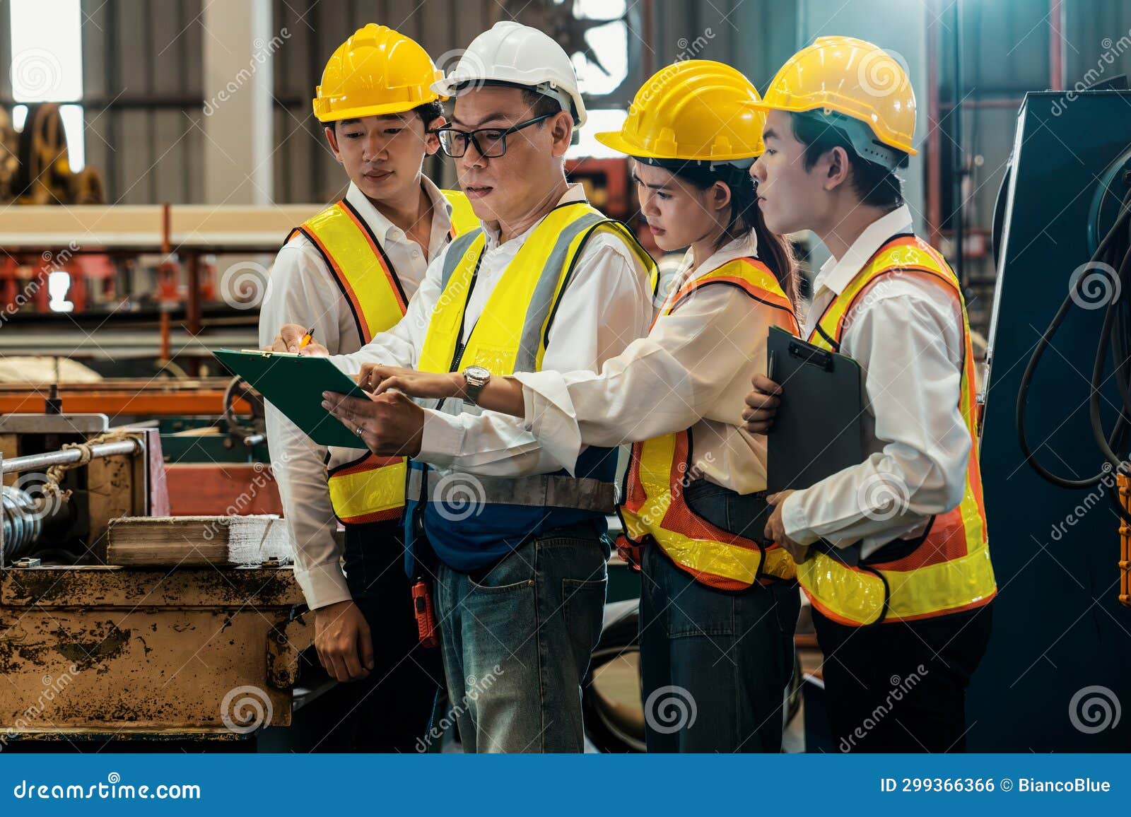 Group of Engineer Conduct Safety Inspection on Metalwork Machine ...