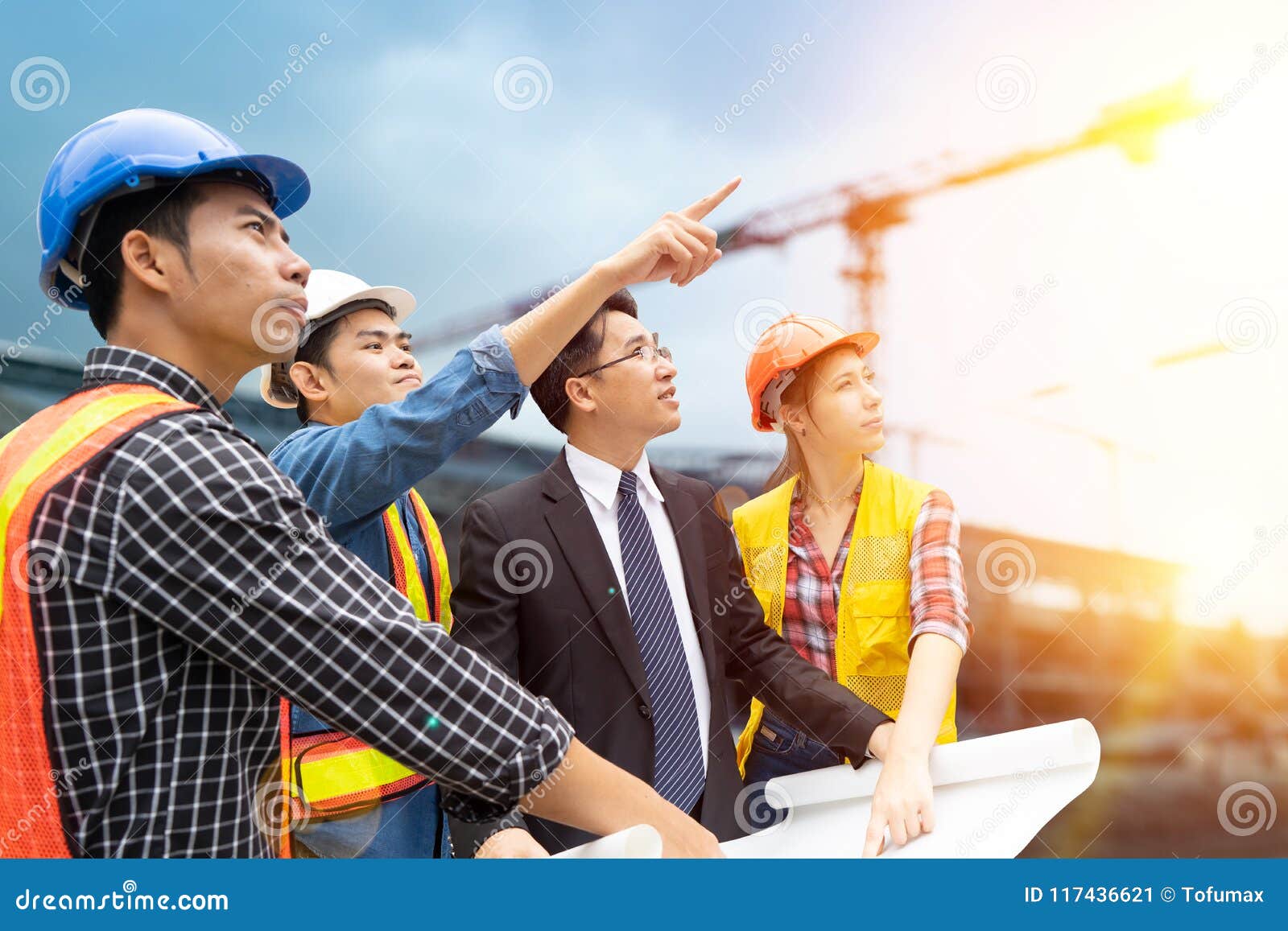 Group of Engineer People Working on Construction Site Stock Image ...