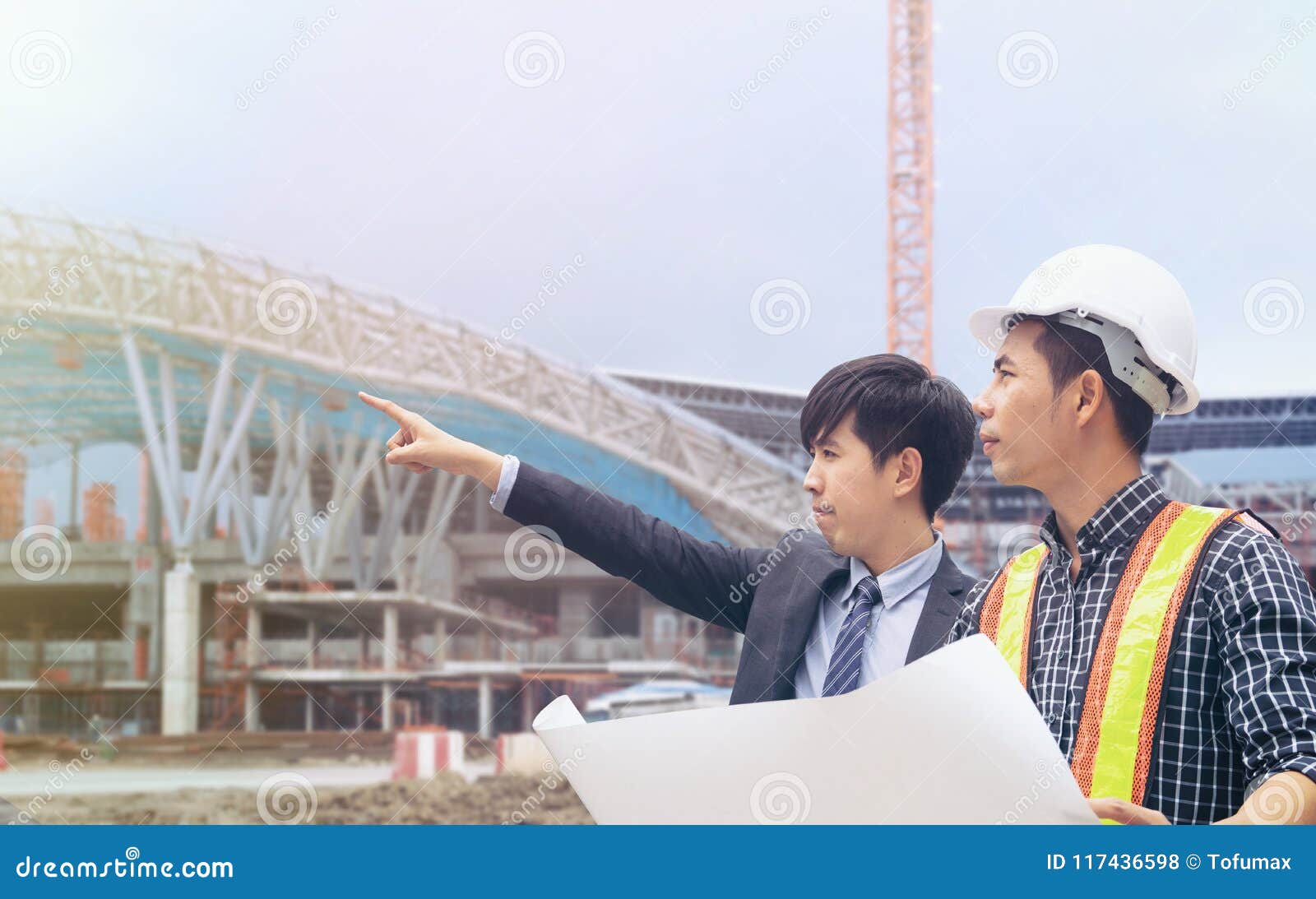 Group of Engineer People Working on Construction Site Stock Photo ...