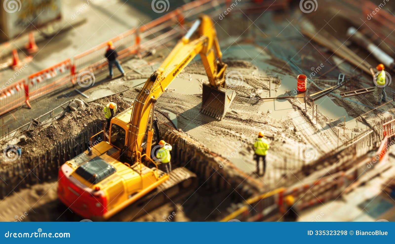 Group Engineer Team with Excavator, Technology To Build Safe Structure ...