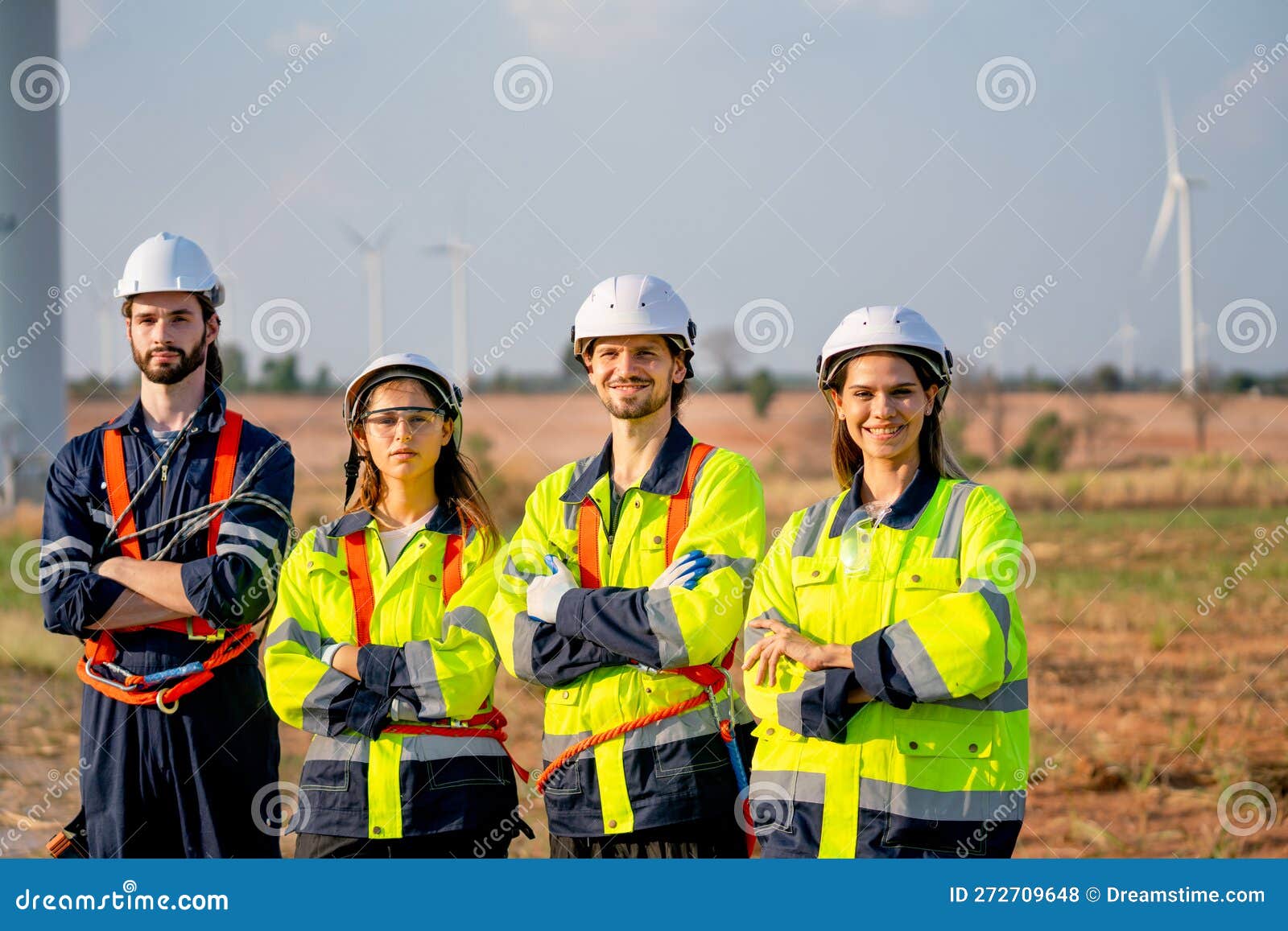 Group of Engineer or Technician Workers Stand in a Row with Arm-crossed ...
