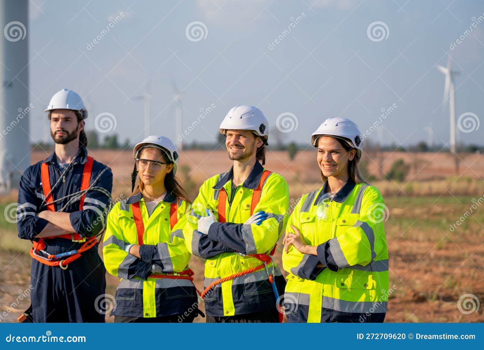 Group of Engineer or Technician Workers Stand in a Row with Arm-crossed ...