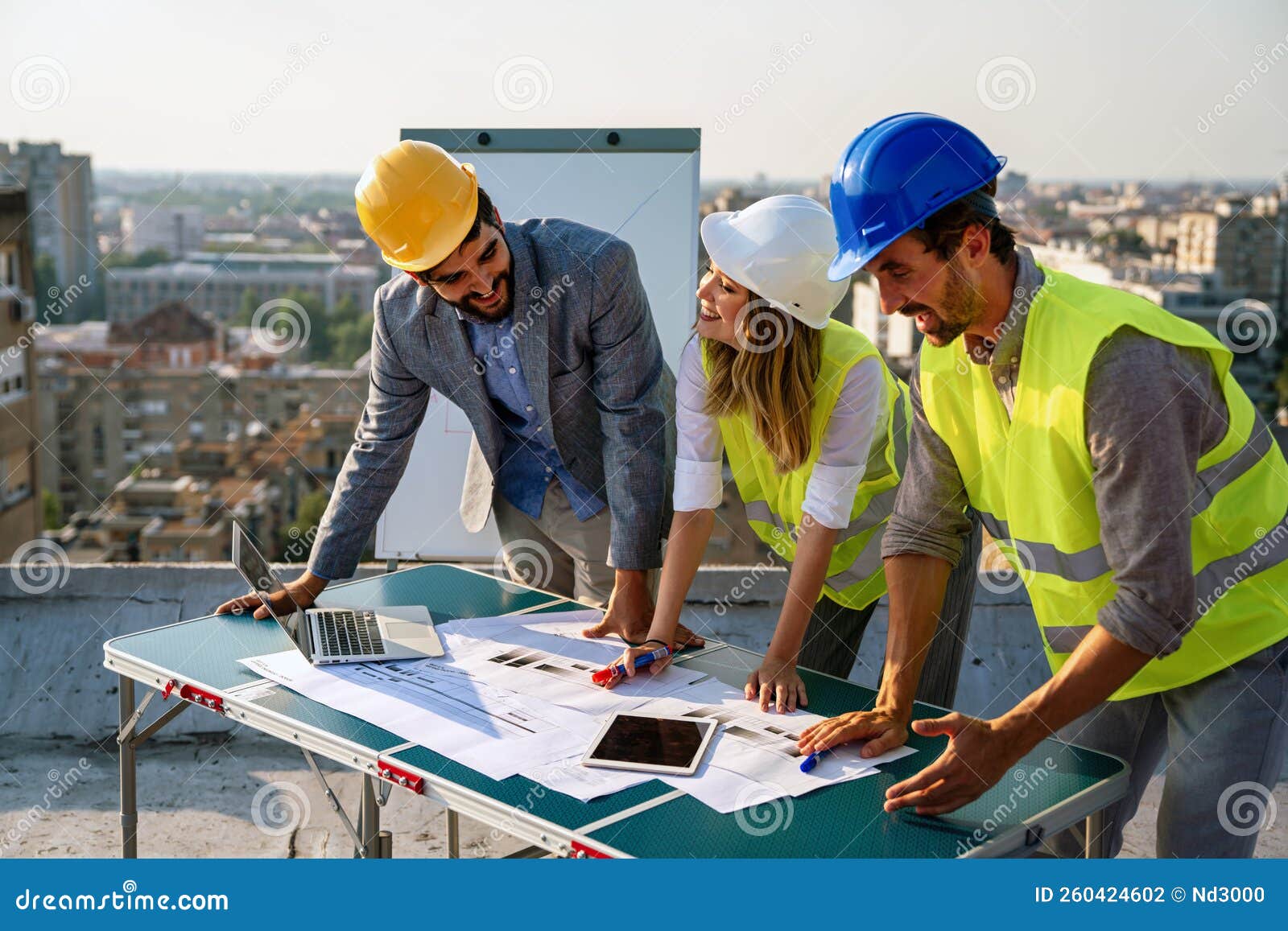 Group of Engineers, Architects, Business Partners at Construction Site ...