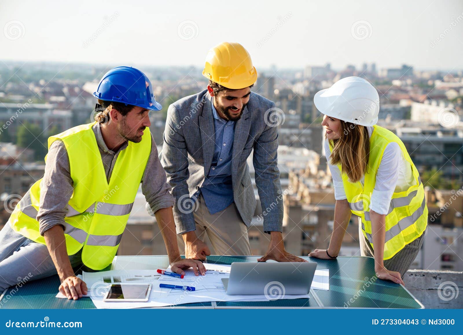 Group of Engineers, Architects, Business Partners at Construction Site ...