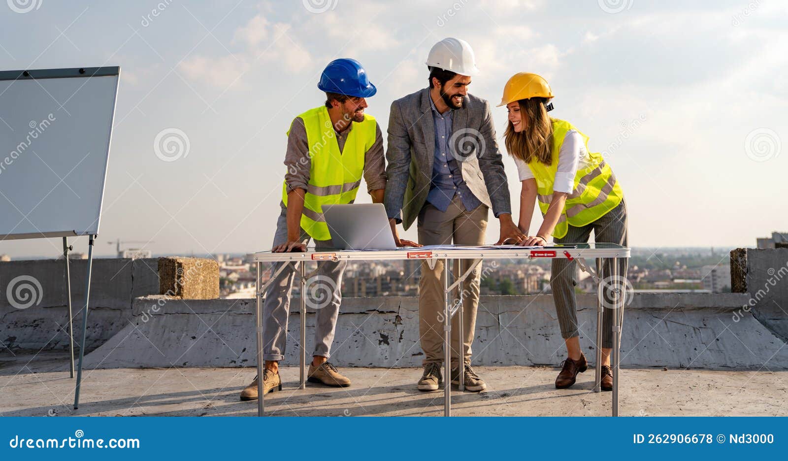 Group of Engineers, Architects, Business Partners at Construction Site ...