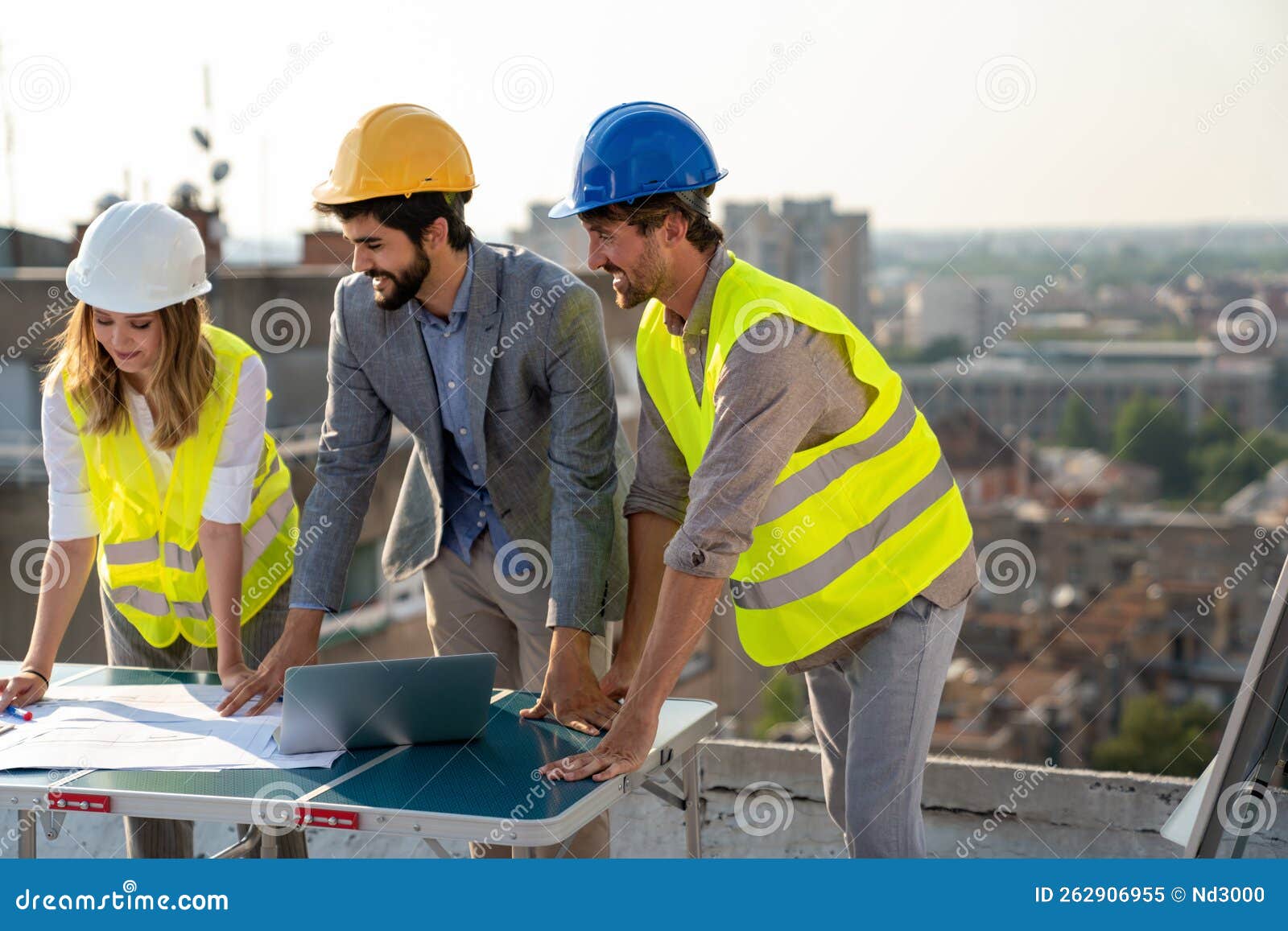 Group of Engineers, Architects, Business Partners at Construction Site ...