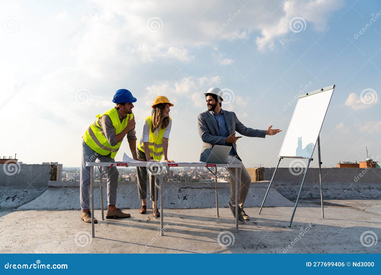 Group of Engineers, Architects, Business Partners at Construction Site ...
