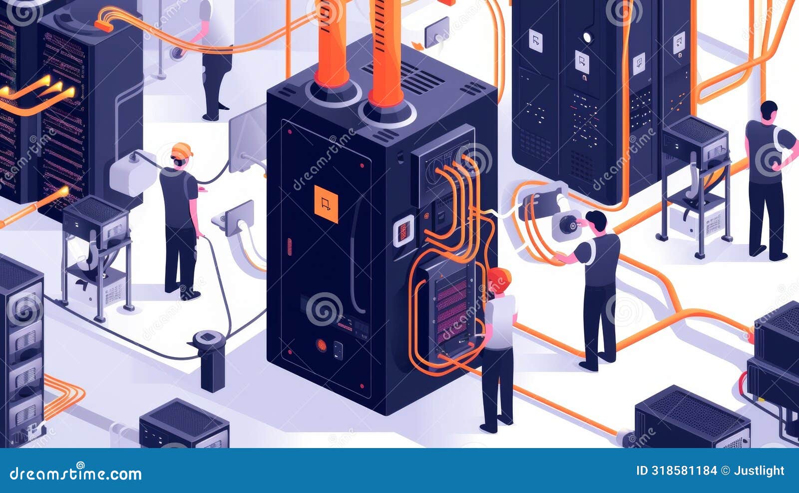 A Group of Engineers Carefully Inspecting a Compact Edge Computing ...