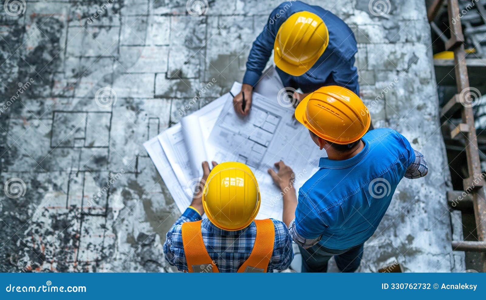 Group of Engineers Discussing Blueprints and Planning the Design Stock ...