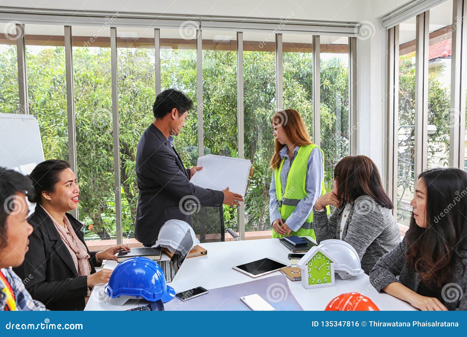 Group Engineers Discussing Work in Meeting Room at the Office Stock ...