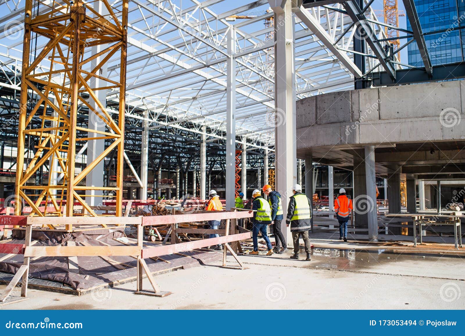 Two Engineers Man Standing In Front Of Windows And Used Tablet To Find ...