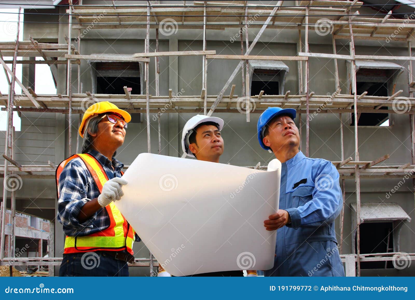 Group Of Inspection Civil Male And Female Engineer Wearing Safety ...