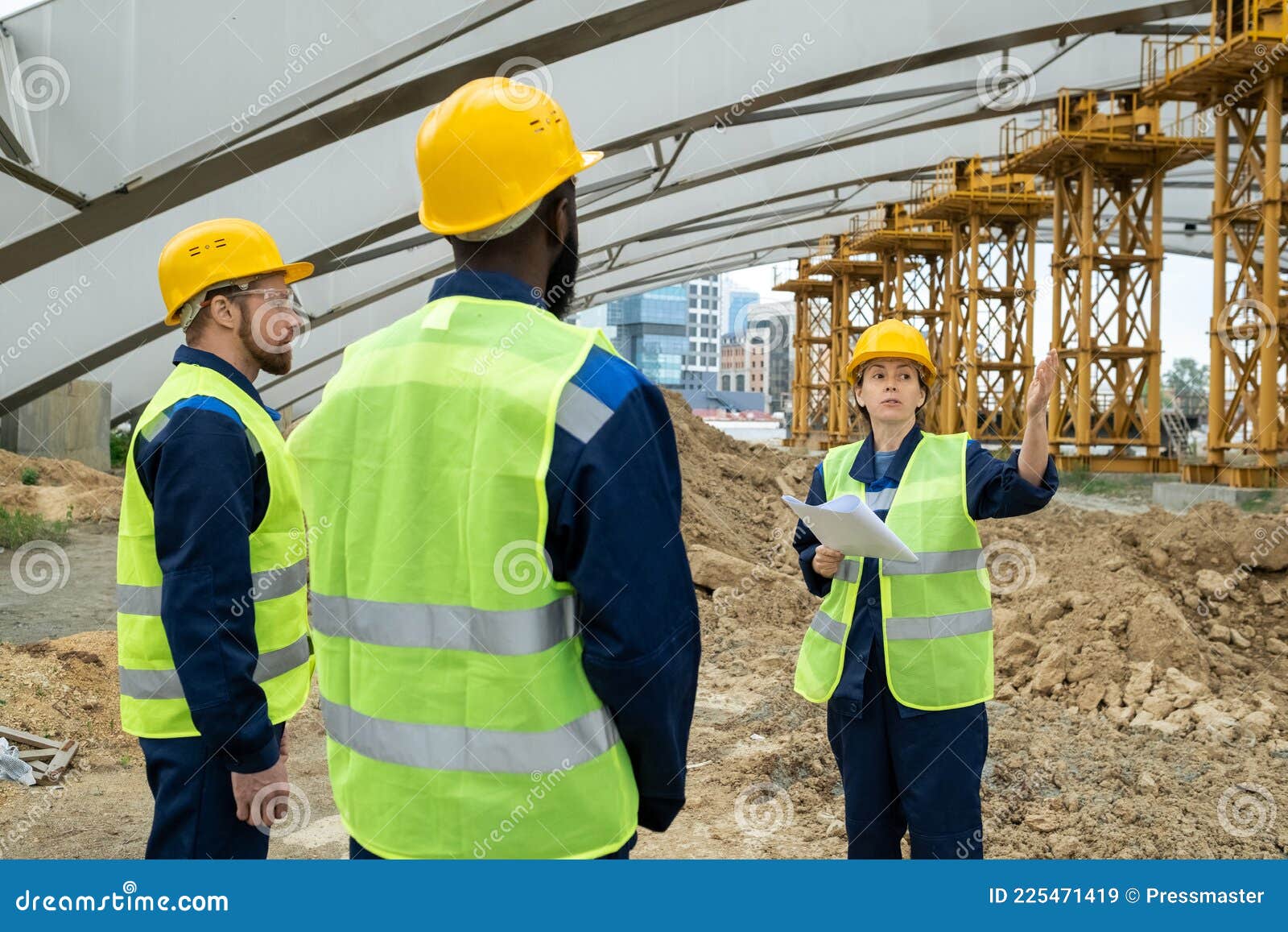 People Discussing Construction on the Site Stock Image - Image of ...
