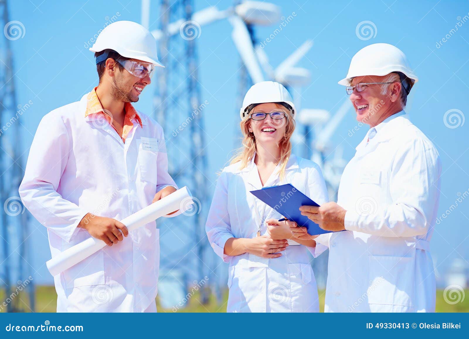 Group of Engineers on Wind Power Station Stock Image - Image of discuss ...