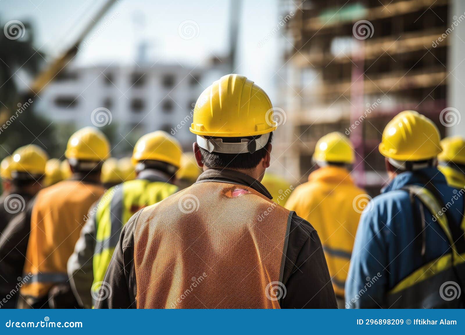Group of Engineers Working in the Construction Site. Selective Focus ...
