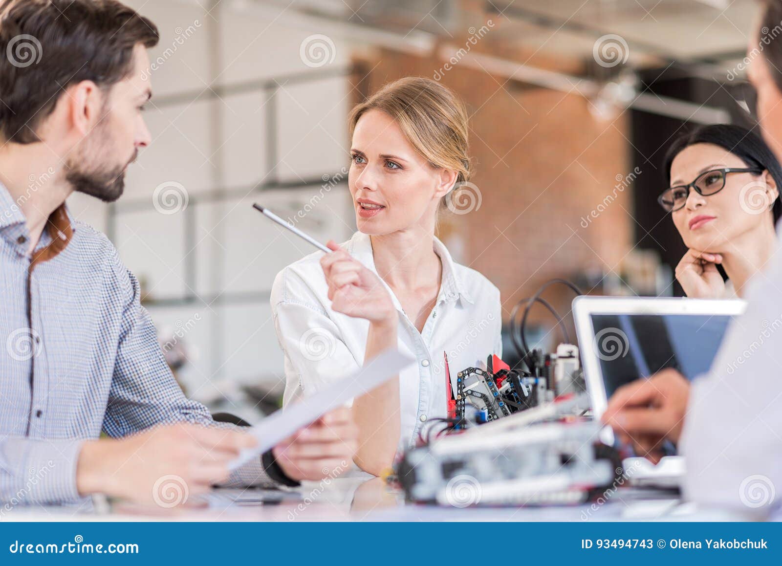 Group of Engineers Working in Office with Concentration Stock Image ...