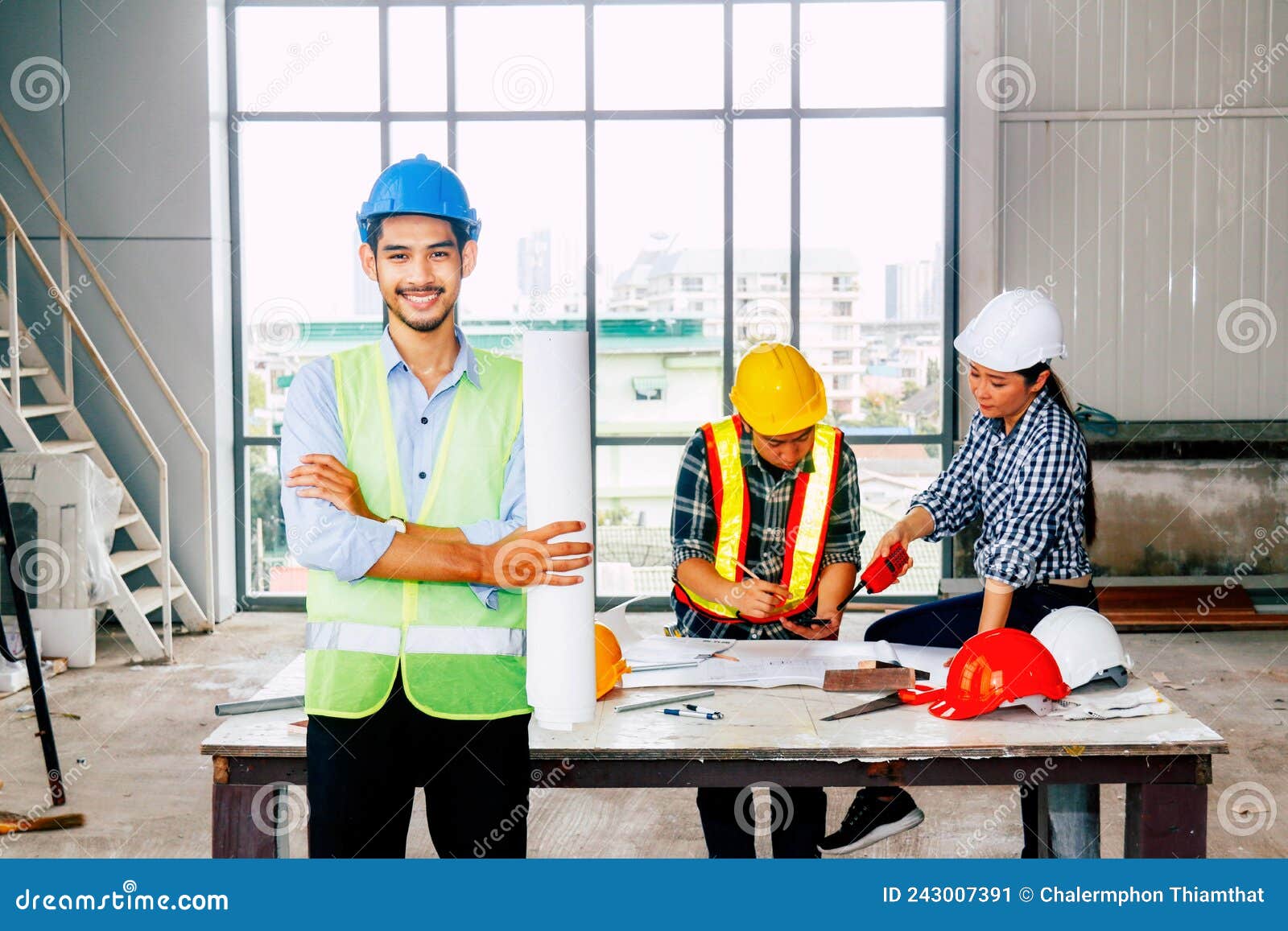 Group of Engineers Working Team Smart Standing Engineer Worker Stock ...