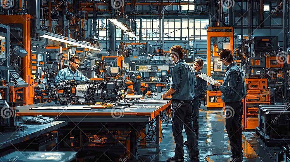 Engineers Collaborating in a Modern Automotive Design and Manufacturing ...