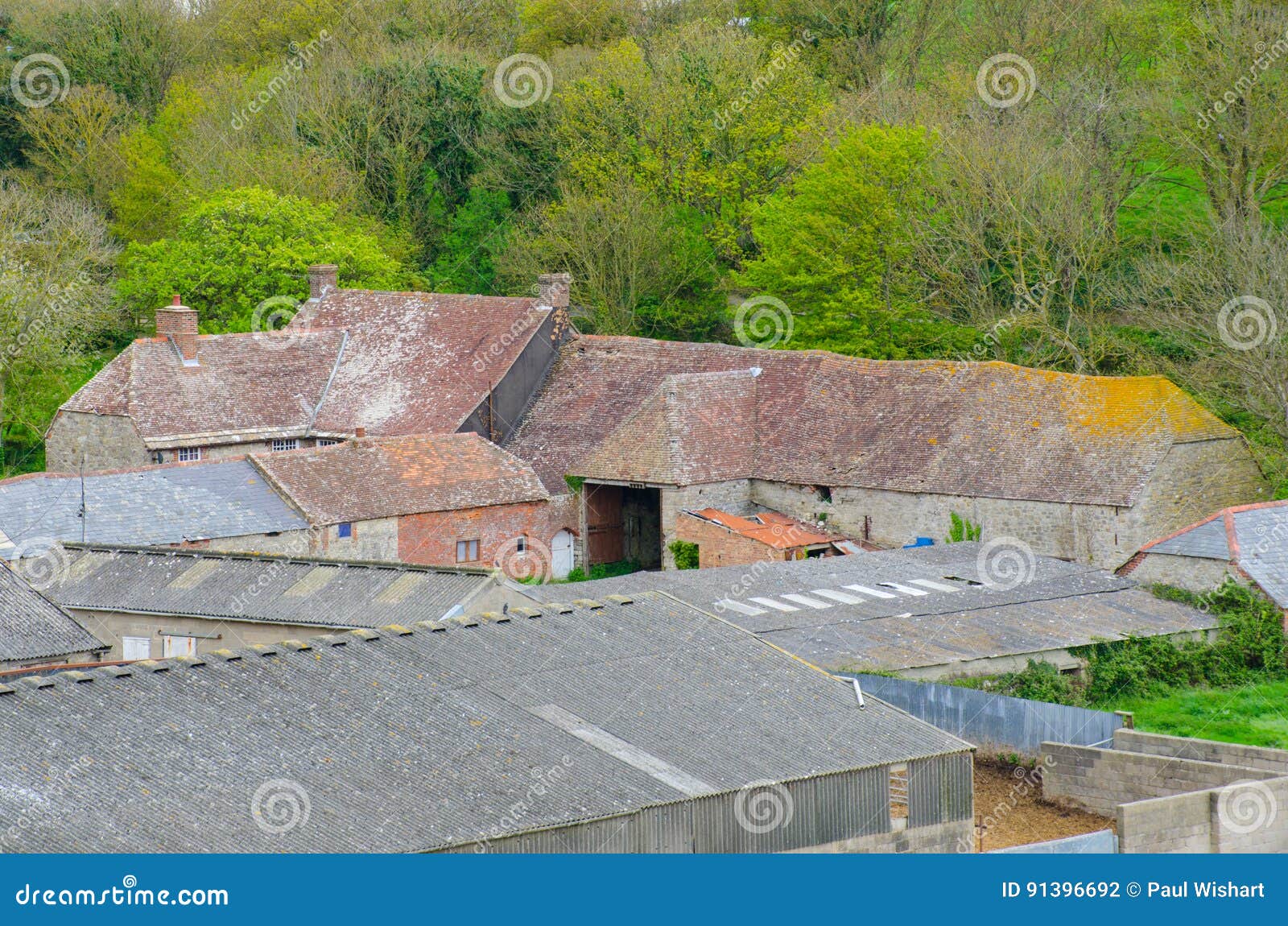 Group of English Farm Buildings Stock Photo - Image of barn ...
