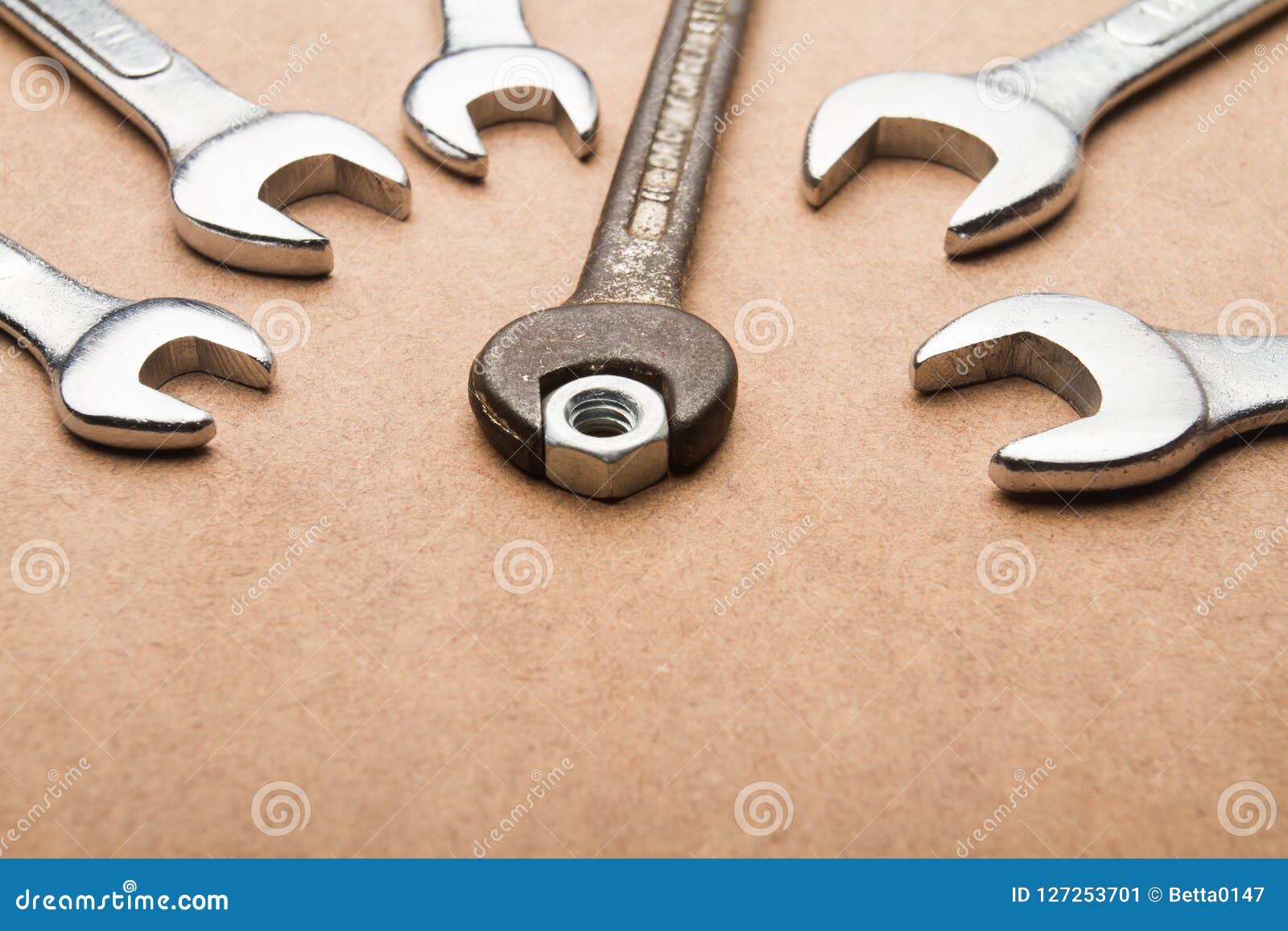 Group of English Wrenches on the Work Table Stock Image - Image of tool ...