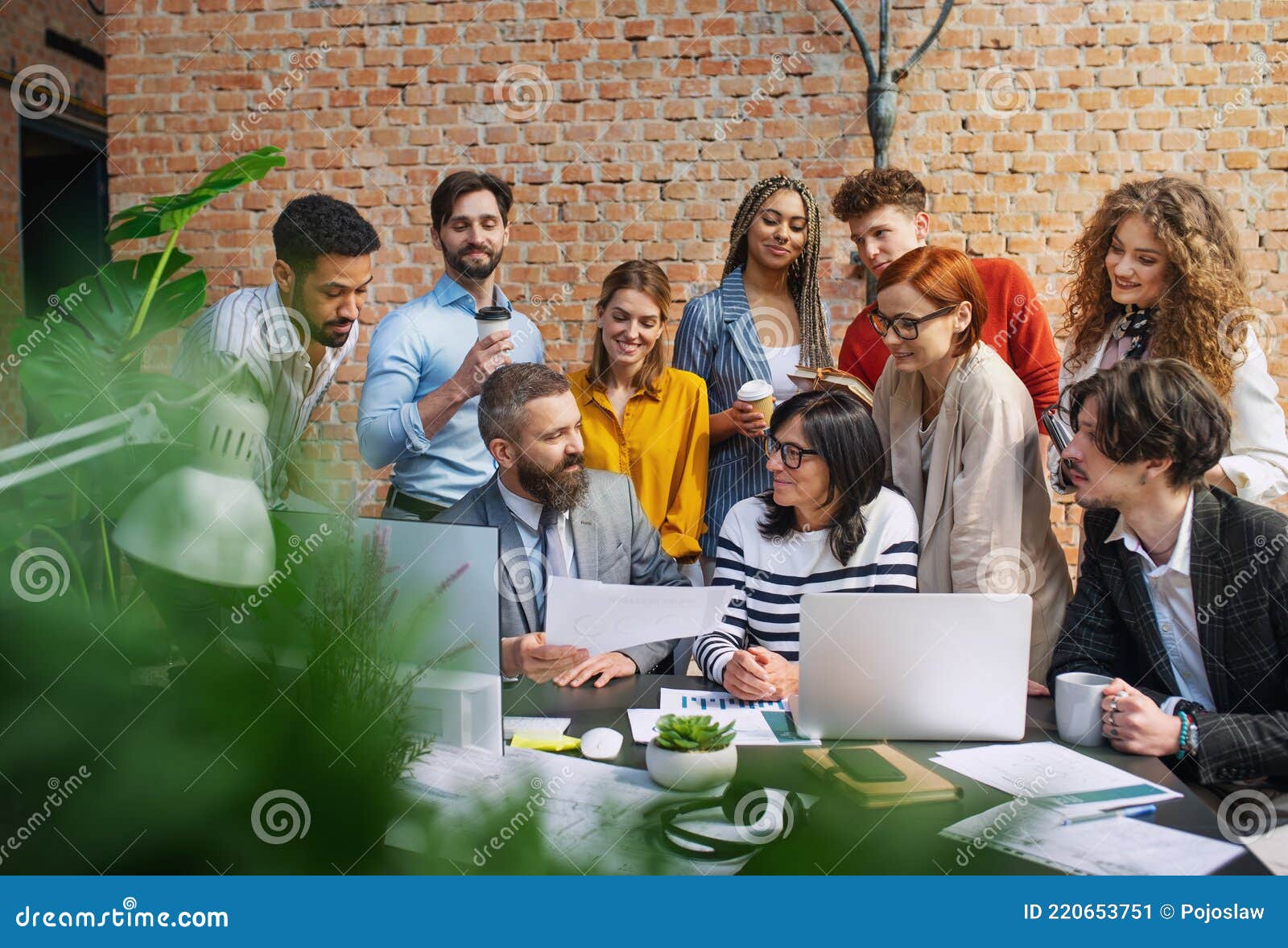 Group of Entrepreneurs Architects Discussing Issues Indoors in Office ...