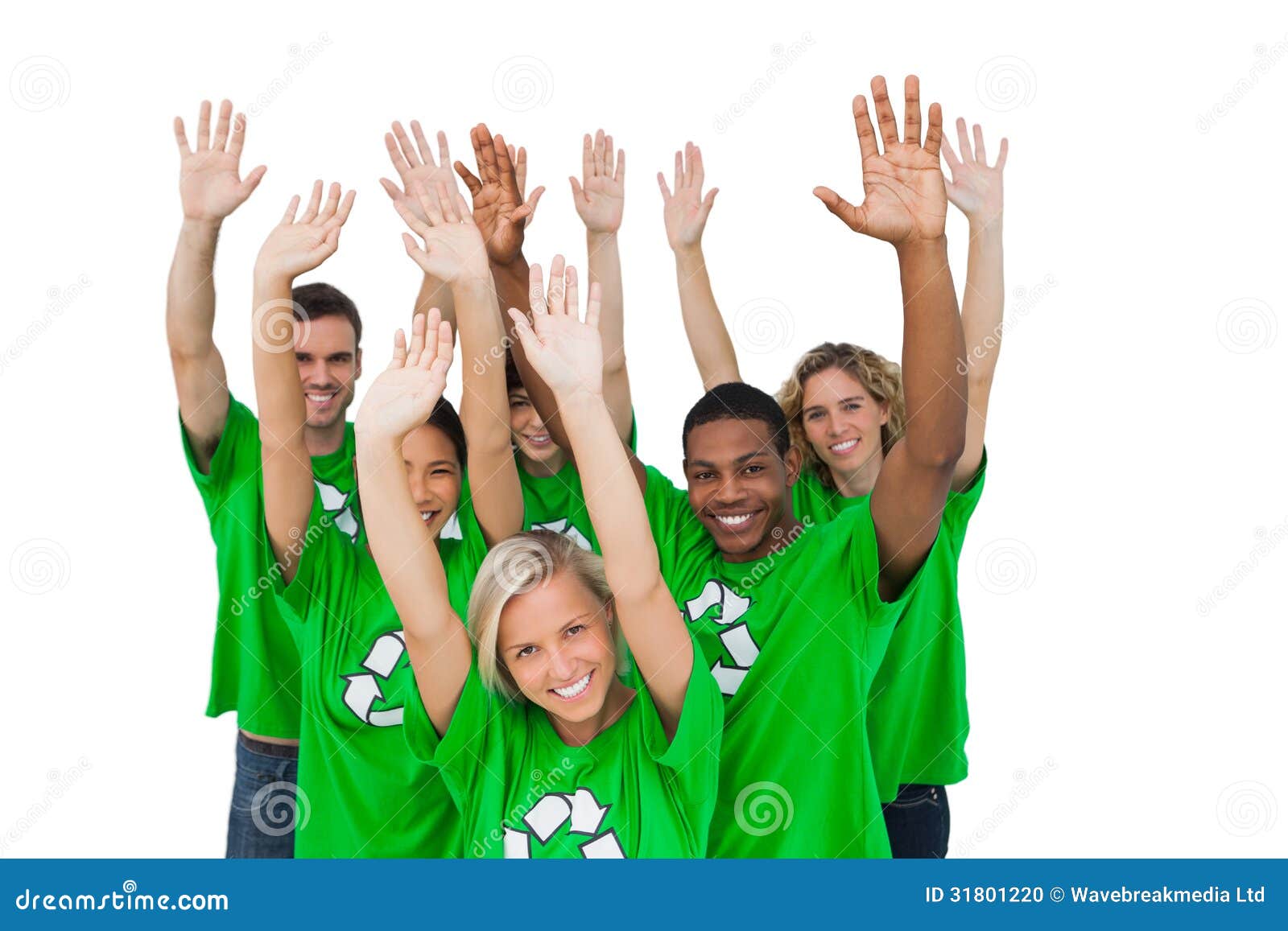 Group of Environmental Activists Raising Arms Stock Photo - Image of ...