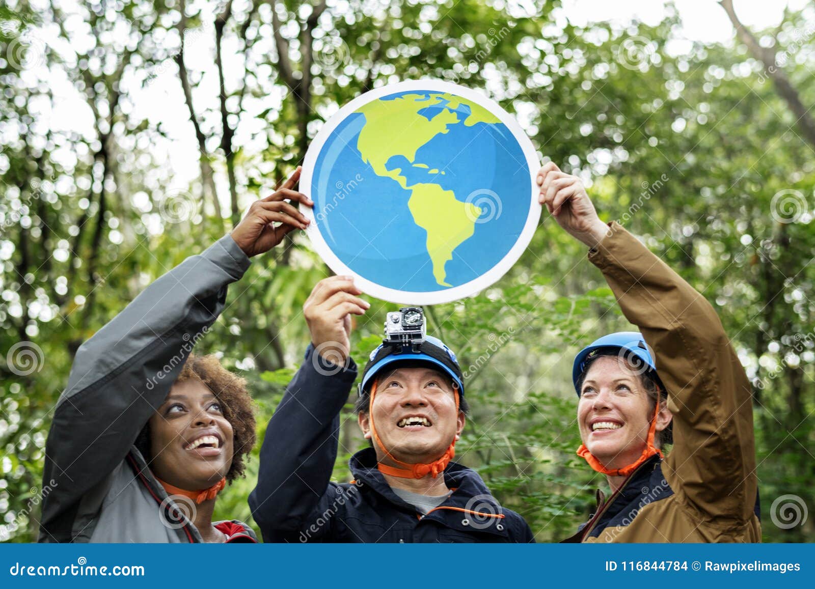 Group of Environmentalists with Globe Icon Stock Photo - Image of icon ...