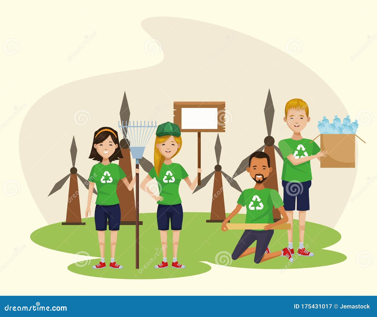 Recycling Characters. Cartoon Men And Women Putting Trash In Different ...