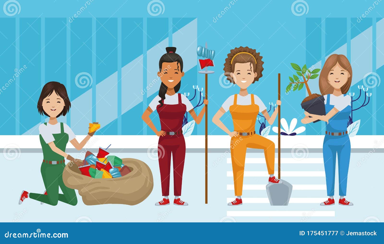 Recycling Characters. Cartoon Men And Women Putting Trash In Different ...