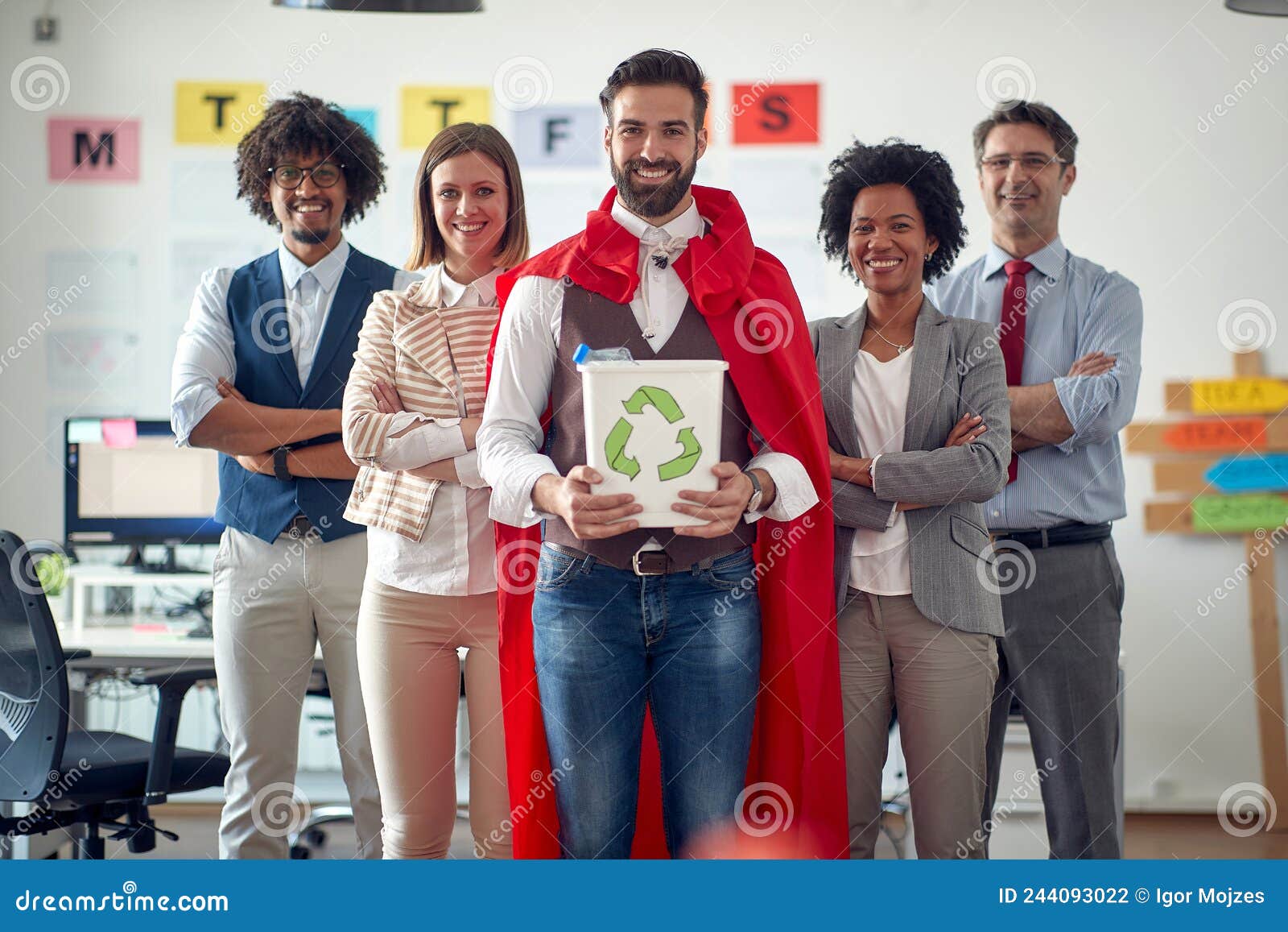 Group of Environmentally Focused Employees Recycling Together; Saving ...