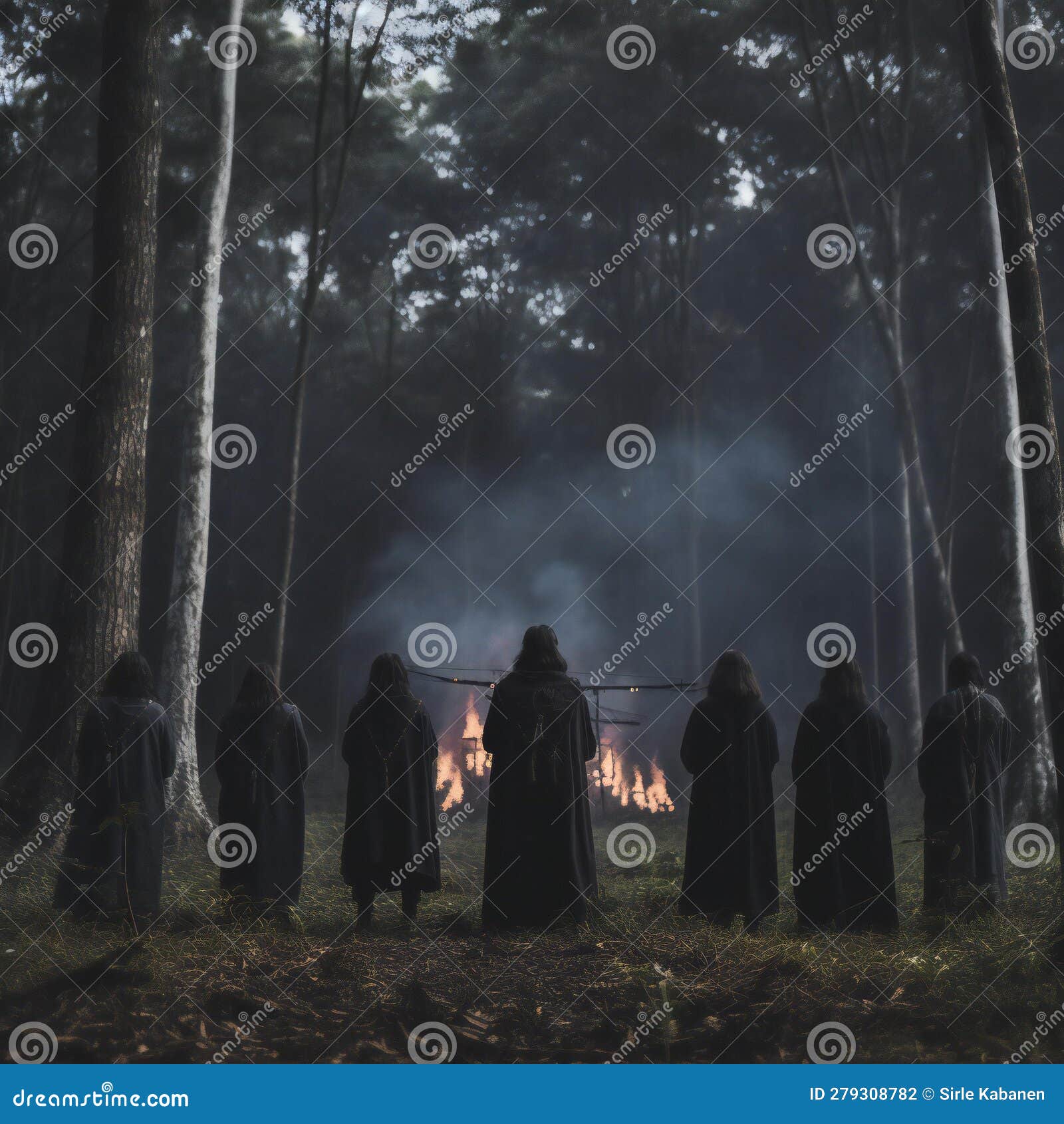 Group of Esoteric People Doing Rituals or Summon Spirits. Created with ...
