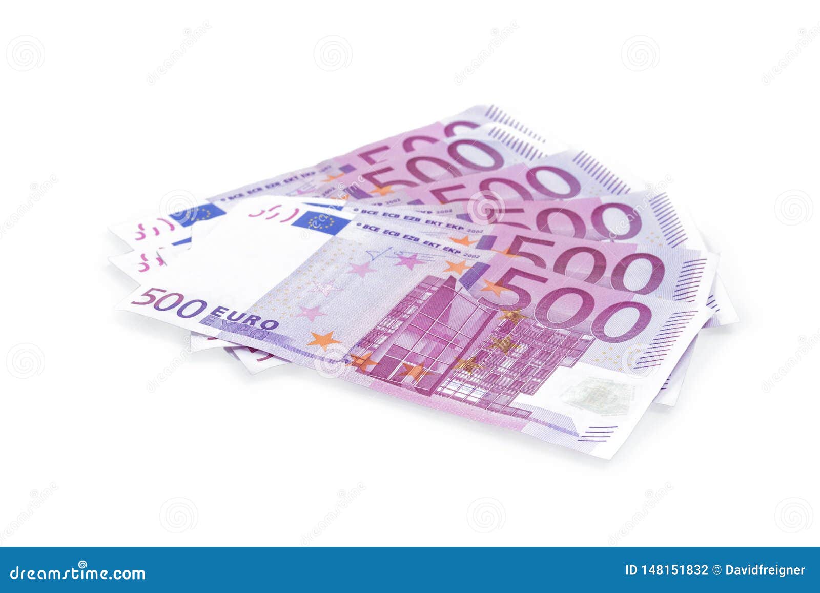 Group of 500 Euro Banknotes Isolated on White Background Stock Photo ...