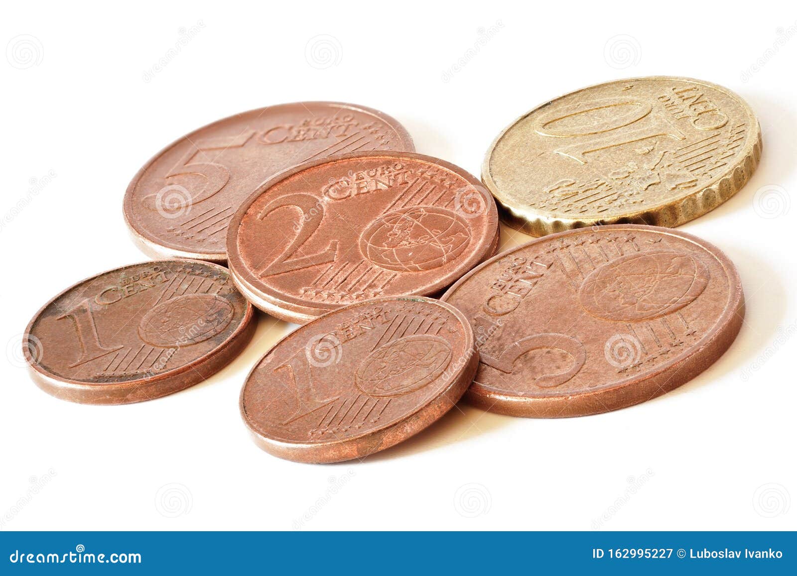 Group of Euro Cent Coins Isolated on White Background Stock Image ...