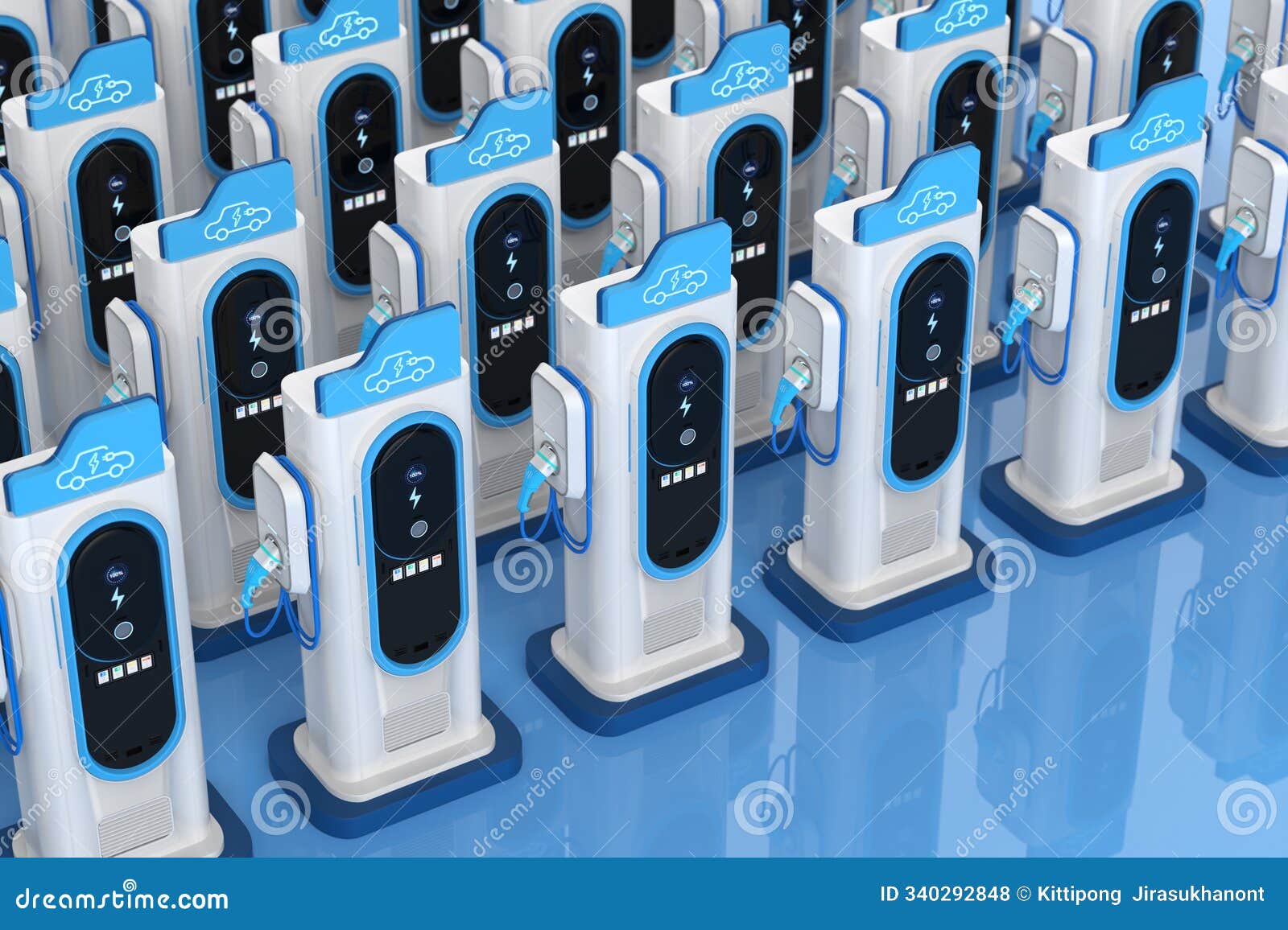 Group of Ev Charging Stations or Electric Vehicle Recharging Stations ...